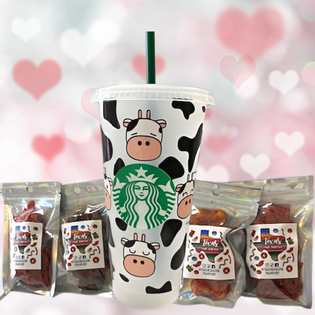 Cow Starbucks Cold Cup Valentine's Gift Bundle – Texas Chile Dulceria